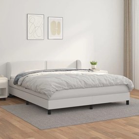 Box spring postel s matrací bílá 160x200 cm umělá kůže,  3127260