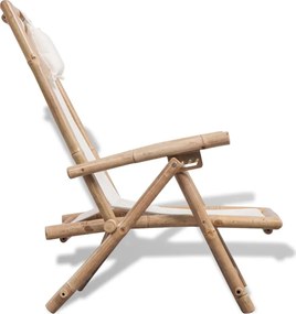 vidaXL Polohovací relaxační křeslo bambus a textil [41893] Barva: Bílá