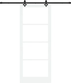 Posuvné dveře Bílá 93 x 232 cm Masivní borové dřevo a sklo 3332320