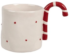 Béžový keramický hrnek s cukrovou hůlkou Candy - 14*9*10 cm / 325 ml