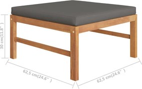 4dílná zahradní sedací souprava šedé podušky masivní teak 3087249