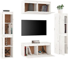TV skříňky 6 ks bílé masivní borové dřevo 3100265