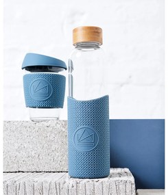 Skleněná láhev s rukávem, 550ml, Neon Kactus, modrá