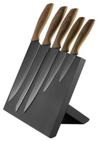 Platinet | Sada nerezových nožů 5 ks s magnetickým stojanem hnědá/černá | PL0441