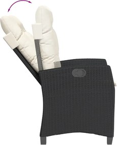 3dílný zahradní jídelní set s poduškami černý polyratan 3212722