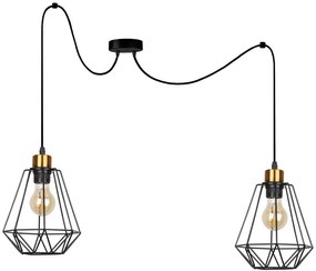 Černo-zlatý závěsný decentrální lustr Primo pro žárovku 2x E27  - Candellux