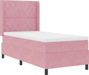 Postel s boxspringem s matrací s čelo Růžová 100 x 200 cm samet 3341947