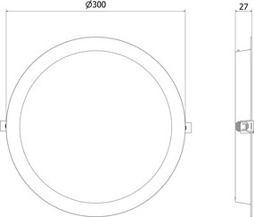 Mexen LDRR, LED stropní svítidlo na zapuštění, průměr 12 cm 30 cm, 24W, studená - 6500K, 2640 lm, bílá - L210-030-2465-20
