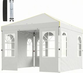 Outsunny skládací altán 3x3 m Pop-up s UPF50+ 4 odnímatelné boční díly nastavitelné výšky a cestovní taška bílá