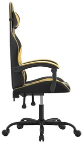 Otočná herní židle černá a zlatá umělá kůže,  349521