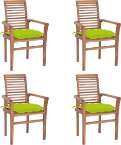 vidaXL Jídelní židle 4 ks podušky masivní teak [3062648] Barva: Jasně zelená