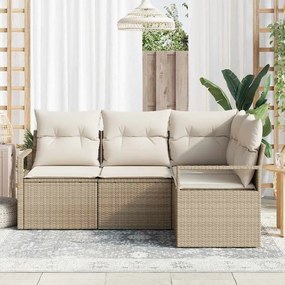 Set pohovek 4 ks Béžová a krémová polyratan 3355030