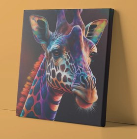 Obraz na plátně - barevná žirafa FeelHappy.cz Velikost obrazu: 120 x 120 cm