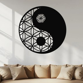 dřevo života Dřevěná obraz Yin Yang Květ Života Zvolte barvu dekoru: Černá, Zvolte rozměr Ø (cm): 95