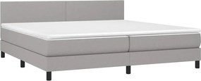 Box spring postel s matrací a LED světle šedá 200x200 cm textil 3133021