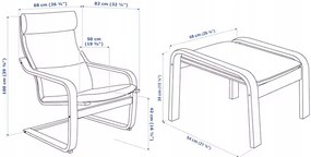 IKEA POANG Křeslo a podnožka wenge Knisa béžová