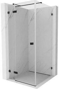 Mexen Lunar T, sklápěcí sprchový kout levý 120 x 120 cm, 8mm čiré sklo, černý profil, 834T-120-120-70-00-L