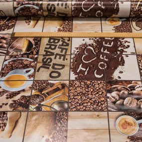 Fantastik ubrus PVC s textilním podkladem 726 cafe brasil, hnědá, š.140cm (metráž), š.140cm (metráž)