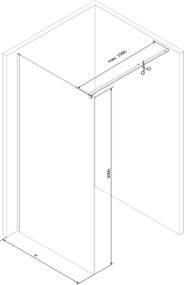 Mexen Kioto, sprchová zástěny typ Walk-In 135 x 200 cm, 8mm čiré sklo, bílý profil, 800-135-101-20-00