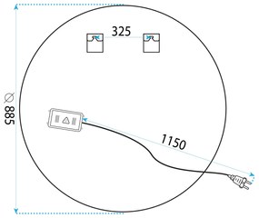 Tutumi Zrcadlo ⌀90 cm s vyhříváním a regulovatelným LED osvětlením