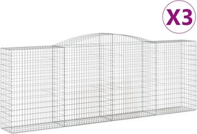 Klenuté gabionové koše 3 ks 400x50x140/160cm pozinkované železo 3147023