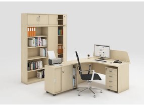 Sestava kancelářského nábytku MIRELLI A+, typ C, bílá, nástavba