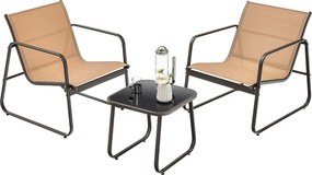 Costway 3-Piece Patio Conversation Set Venkovní sada kovových židlí a stolu
