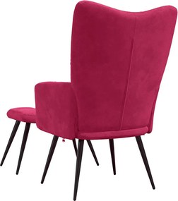 Relaxační křeslo se stoličkou vínové samet 328089
