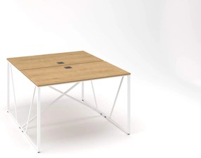 Psací stůl Dvoumístný Lenza PROX 118/67 Dekor stolové desky: dub Hamilton, Barva podnože: bílá