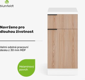 Blumfeldt WoodVista skříňka se zásuvkami, Robustní MDF pracovní deska, Soft-Close panty, Hliníkové úchyty