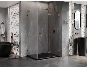 Mexen Lunar-F L, sprchový kout pravý 80 x 70 cm, 8mm čiré sklo, profil růžové zlato, 836L-080-070-60-00-P