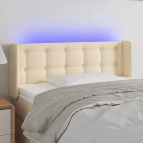 Čelo Postele S Led Tmavě Šedé Textil Krémová 103 x 16 x 78/88 cm