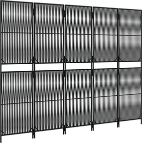 vidaXL Dělicí stěna 5 panelů polyratan [365380] Barva: Šedá