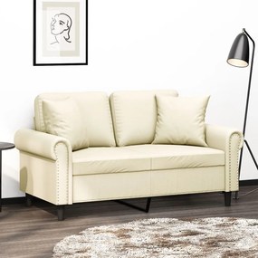 2místná pohovka s polštáři krémová 120 cm umělá kůže 3200926