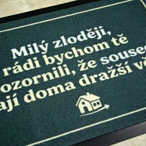 Mercury Flooring, Rohožka Milý zloději 40x60 cm - na ven i na doma, 40x60, zelená