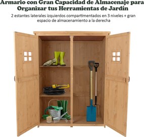 Outsunny Zahradní Domek Dřevěný Zahradní Skříň Venkovní Úložný Box Malý Zahradní Domek s Policemi Voděodolná Střecha Dvoukřídlé Dveře Úložný Prostor …