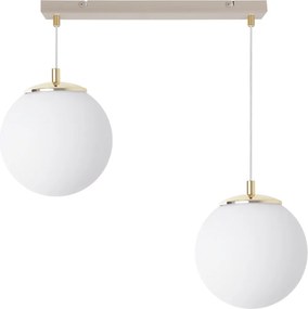 Závěsné svítidlo Florence, 2x bílé skleněné stínítko, g/be