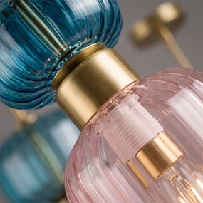 Závěsné svítidlo Molly Pink, 1x vícebarevné skleněné stínítko, g