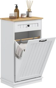 HOMCOM Koupelnová Úložná Skříňka S Vaničkou Na Prádlo A Zásuvkou, Design Proti převrácení, Moderní Koupelnový Nábytek 52x33x90 cm Bílá | Aosom