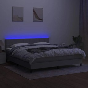 Box spring postel s matrací a LED světle šedá 180x200 cm textil 3133173
