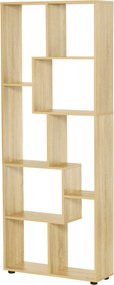 HOMCOM Moderní knihovna ve tvaru zig-zag 70D x 24Š x 178V cm Dřevotříska Přirozené dřevo