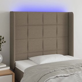 Čelo postele s LED taupe 93 x 16 x 118/128 cm textil 3124034
