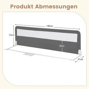 Costway 180 cm dlouhá skládací tyč na postel s bezpečnostními popruhy 180°