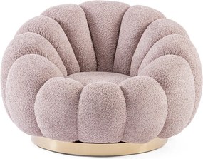 Růžové otočné křeslo z textilie bouclé Florel – Bizzotto