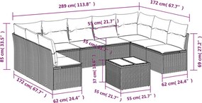 10dílná zahradní sedací souprava s poduškami černá polyratan 3218076