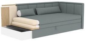 Tmavě šedá žinylková rozkládací/s úložným prostorem pohovka 214 cm Fulgeo – ELTAP