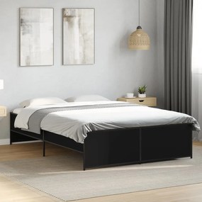 Rám postele černý 140 x 190 cm kompozitní dřevo a kov 3279897