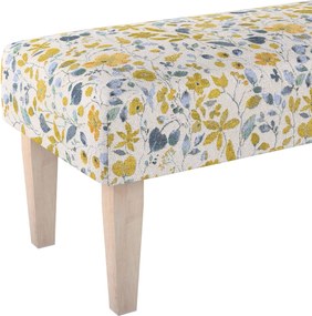 Dlouhá lavička 100x40cm barva žlutá látka pletený vzor, vzorované