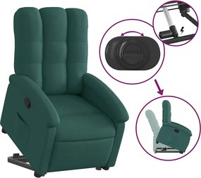 Zvedací polohovací křeslo tmavě zelené textil 3204098