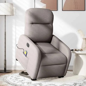 Elektrické zvedací masážní polohovací křeslo taupe textil 3303009